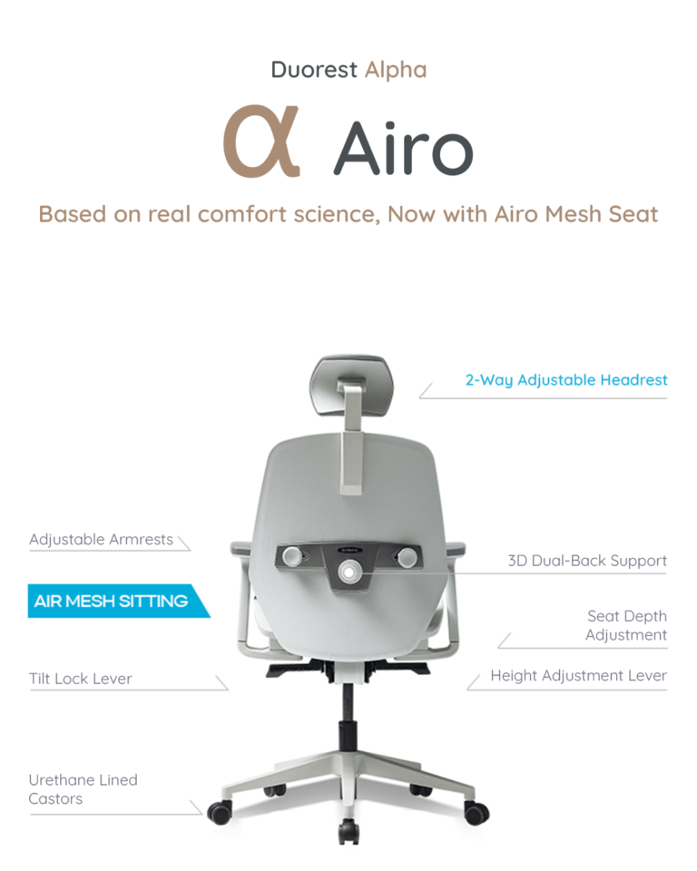 Duorest Alpha Airo - White • Premium Mesh Ergonomic Chair